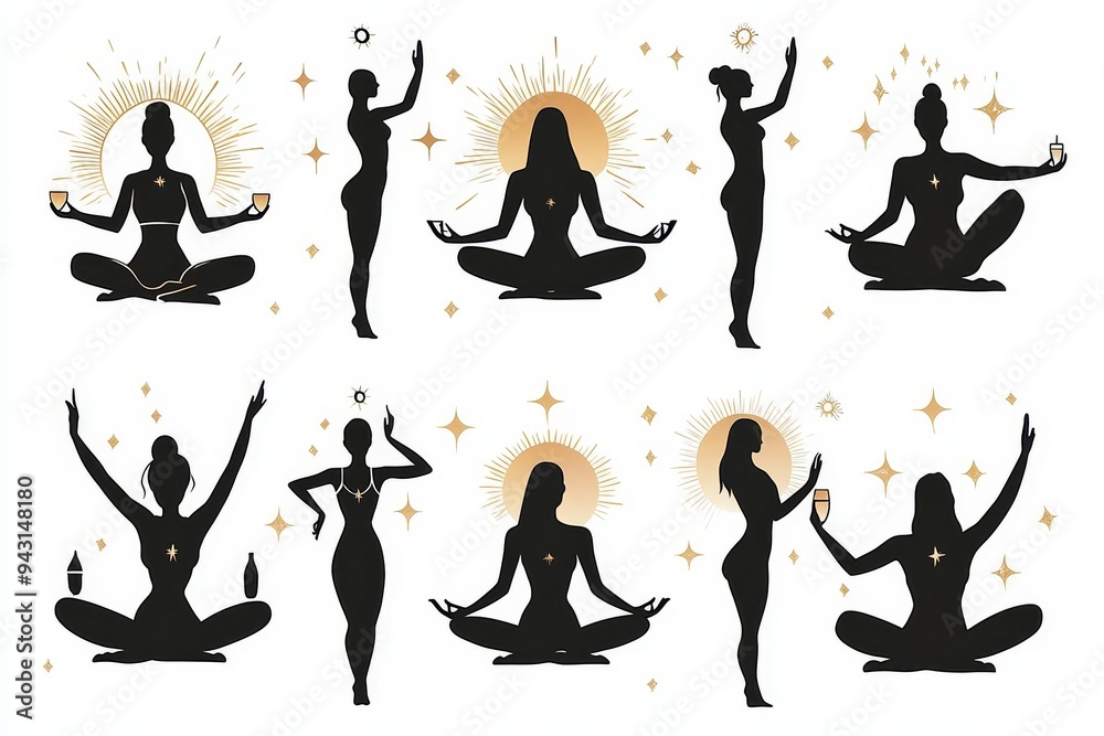 Transparent background spiritual collage element set in png Stock ...