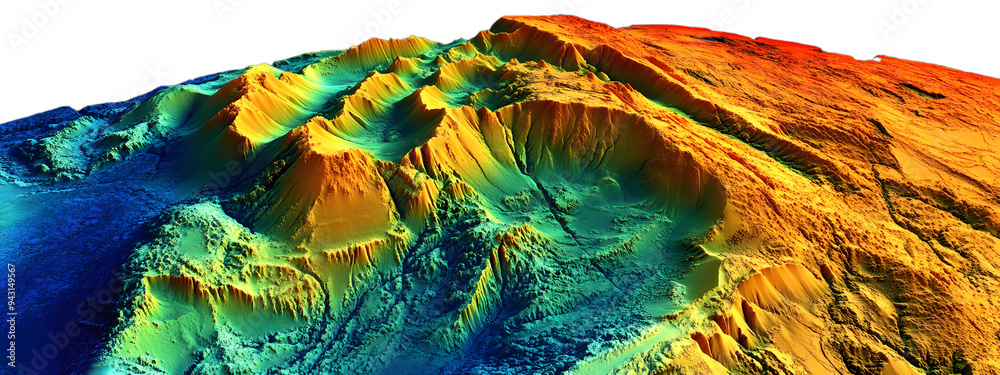 GIS 3D lidar map, a model of the earth's surface obtained after ...