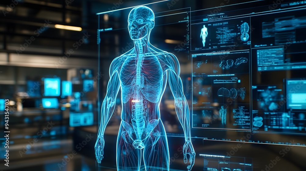 9. **Create a holographic human body in a medical training setting ...