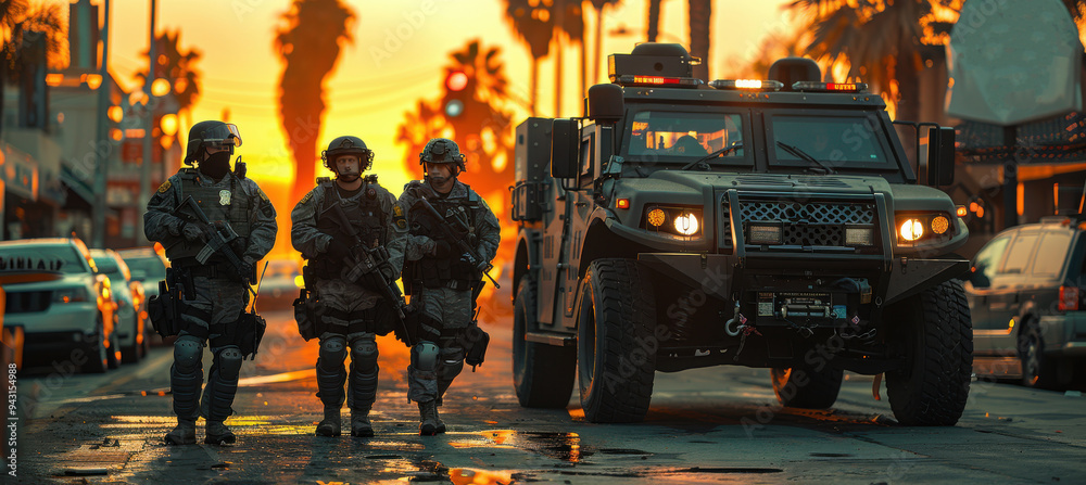 Richardson police officers in tactical gear patrol Southern California ...
