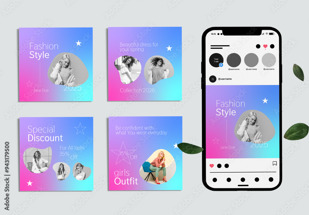 Fashion Style Social Media Post Layout Stock Template | Adobe Stock