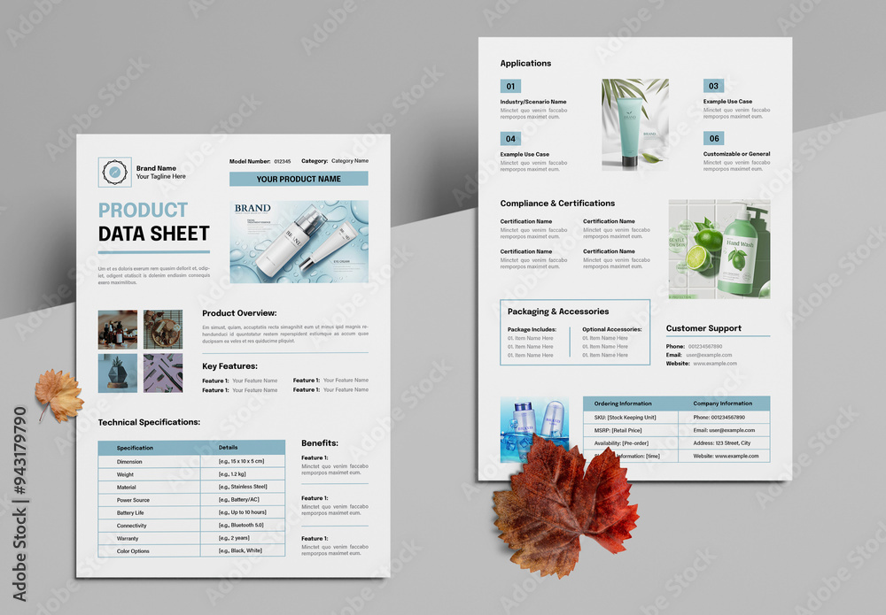 Product Data Sheet Layout Stock Template | Adobe Stock