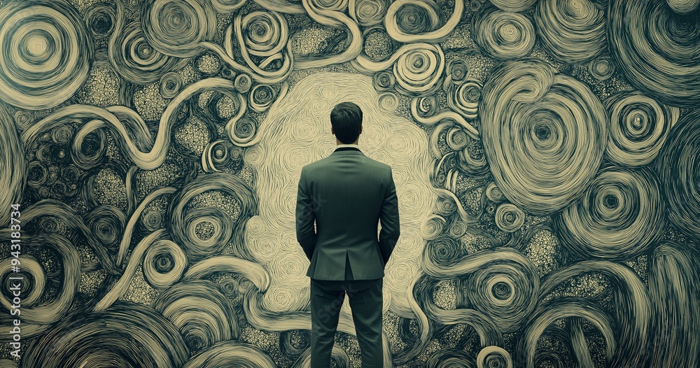 An illustration of a man with Obsessive-Compulsive Disorder (OCD ...