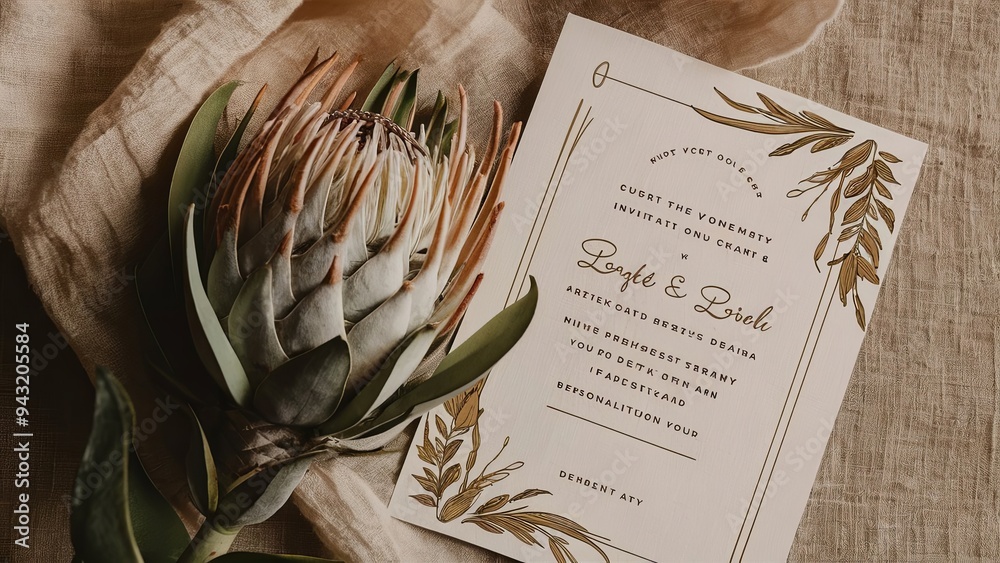 Opulent bohemian-inspired invitation card design showcasing a blank ...