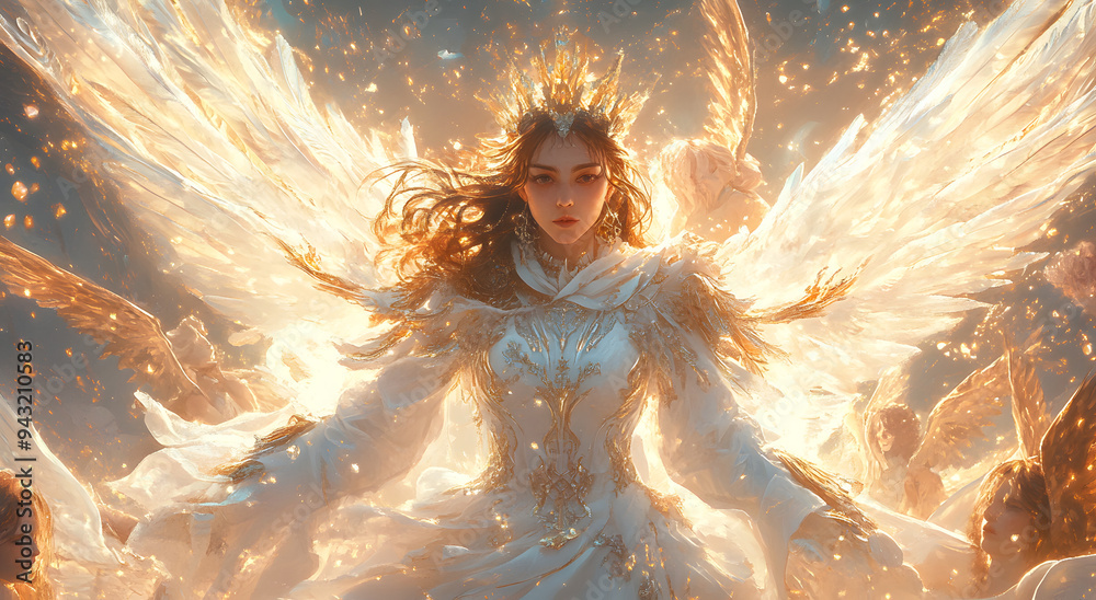 The Epic Scene Depicts the God of Battle in Ornate Armor, Surrounded by ...