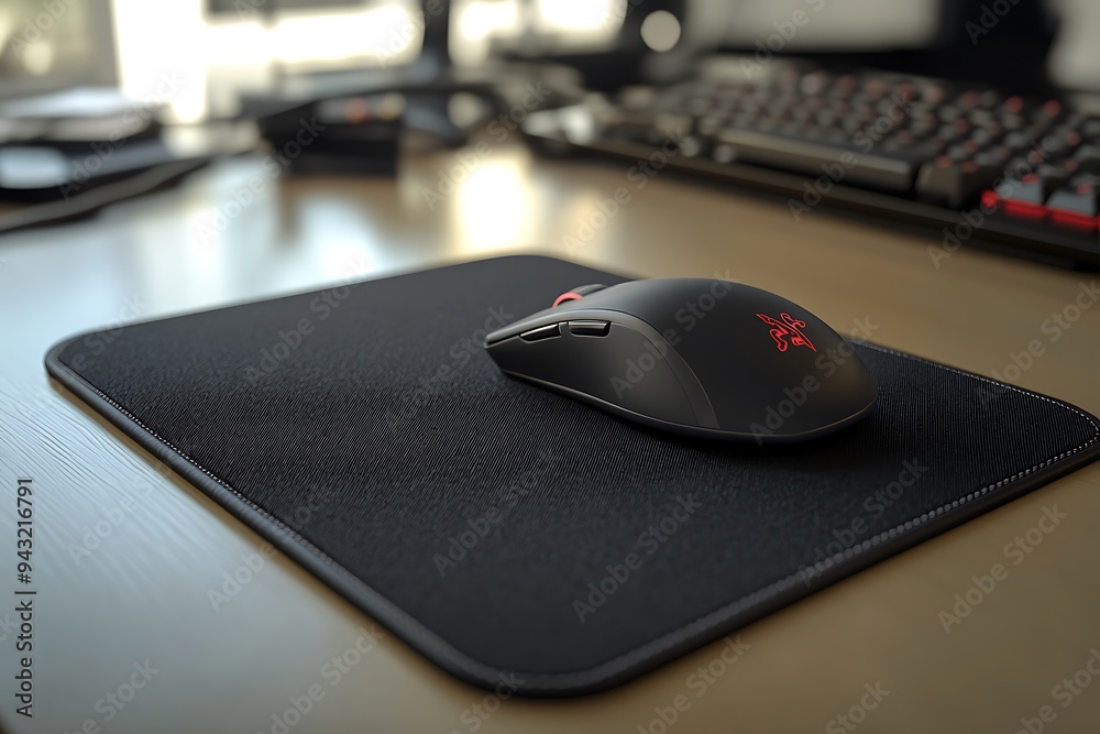 Black wireless optical mouse on a desk, a vital input device for ...