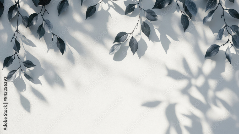 Willow Tree Shadow, Gray shadows of willow tree leaves cast on a white ...