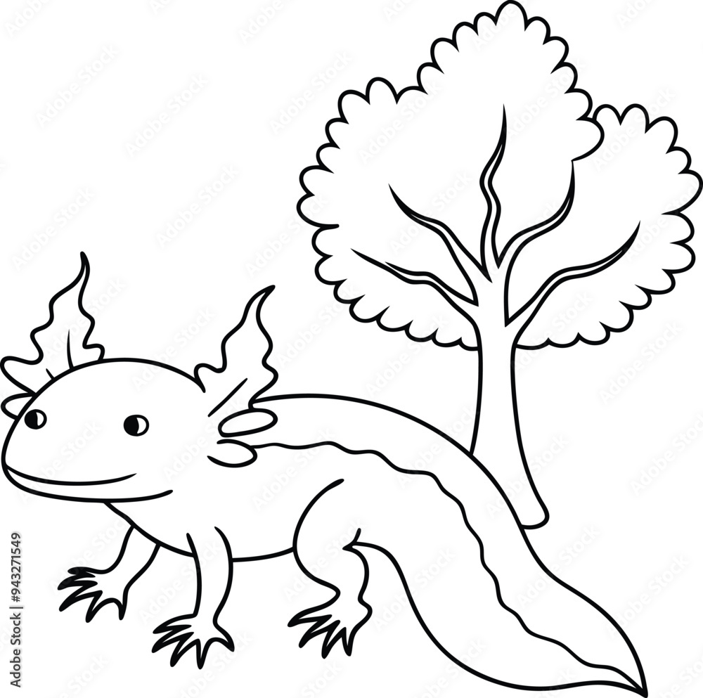 Fun axolotl line art for kids to color perfect for young artists and ...