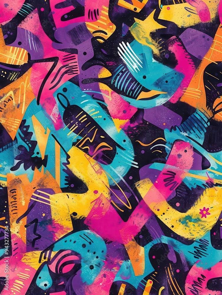 23 Graffiti patterns flat design front view urban chaos theme water ...