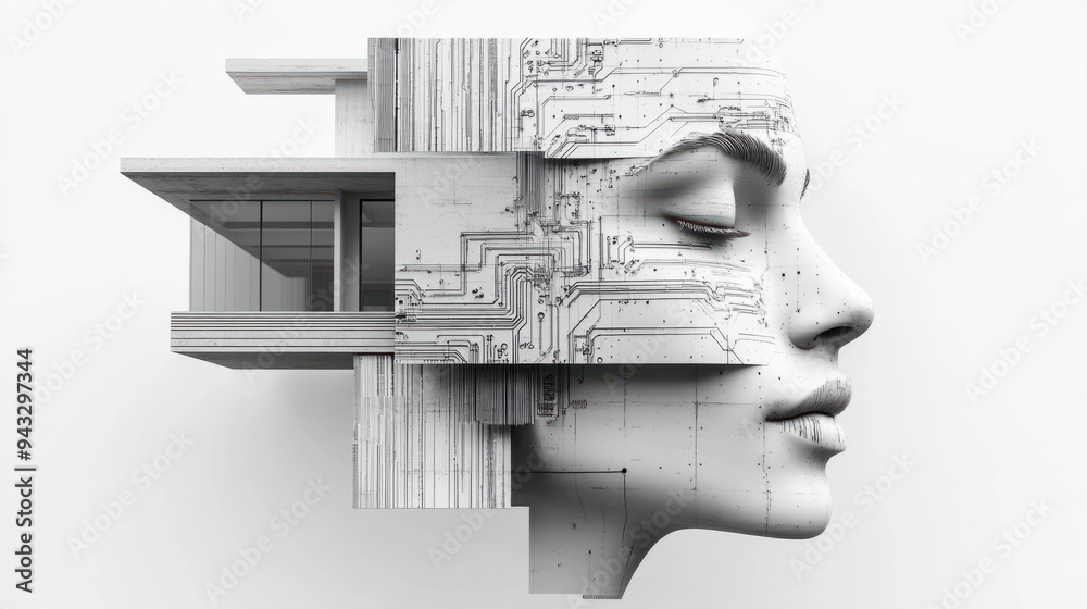 House Face Design, A house design featuring a face with detailed ...