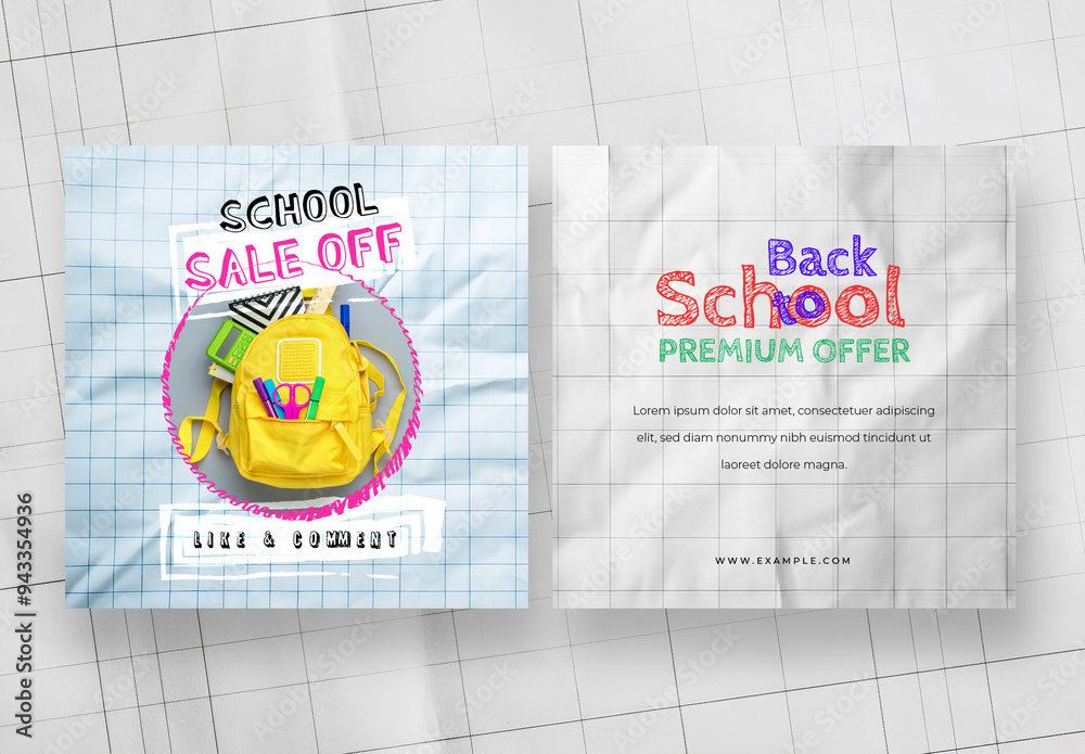 Social Media Posts With Back to School Theme and Generative ai Stock ...