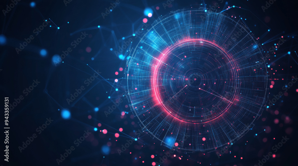 Abstract chatbot icon in a futuristic low poly wireframe style ...