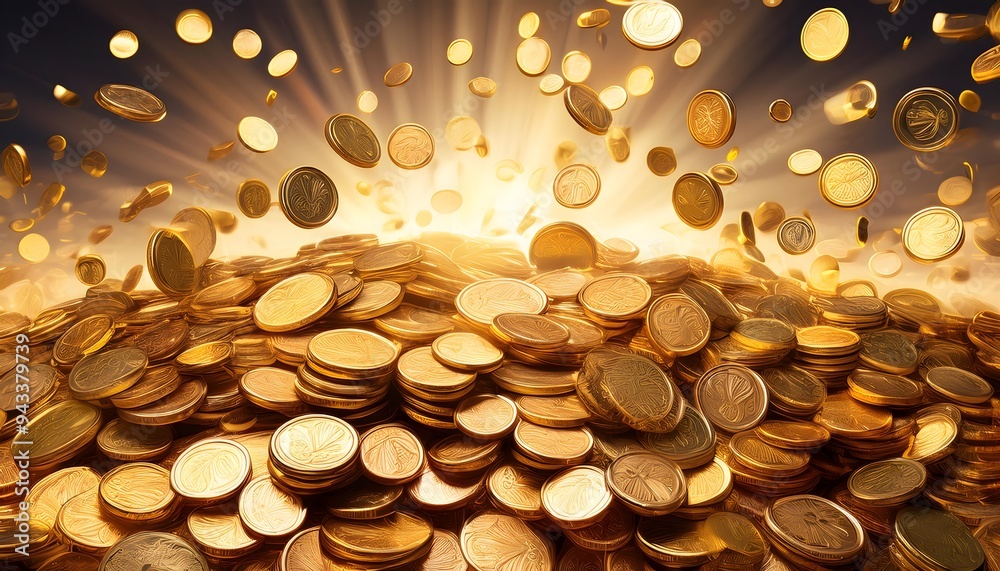 floating gold coins wallpaper with shimmering effects, creating a sense ...