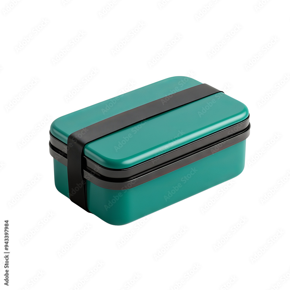 Stylish teal lunch box with a sleek design and a black strap, perfect ...