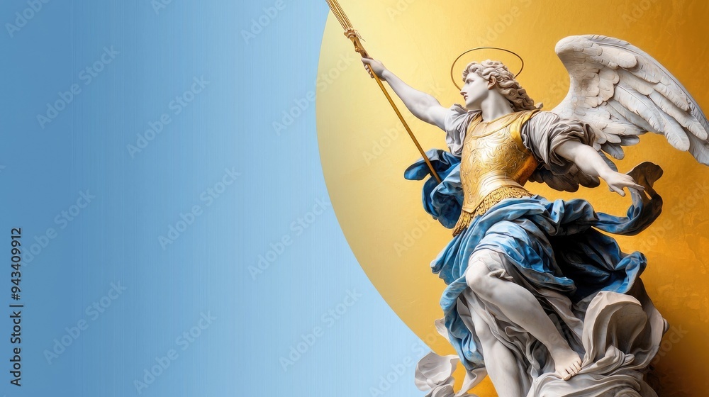 Biblical Representation of the Archangel Michael in Glorious Battle Armor Stock Illustration ...