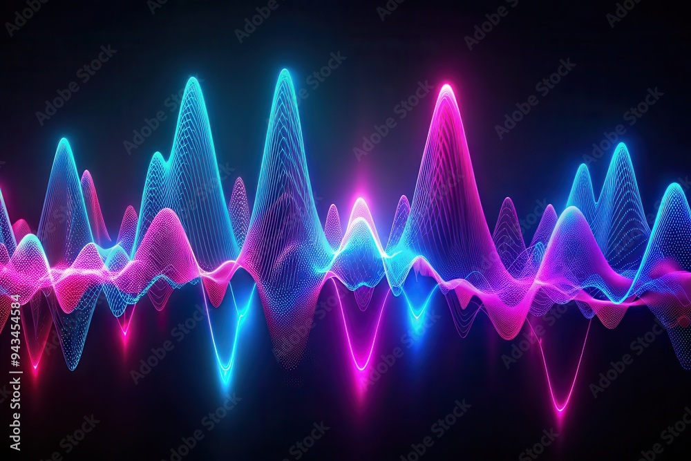 An artistic representation of sound waves illustrated in vibrant colors ...