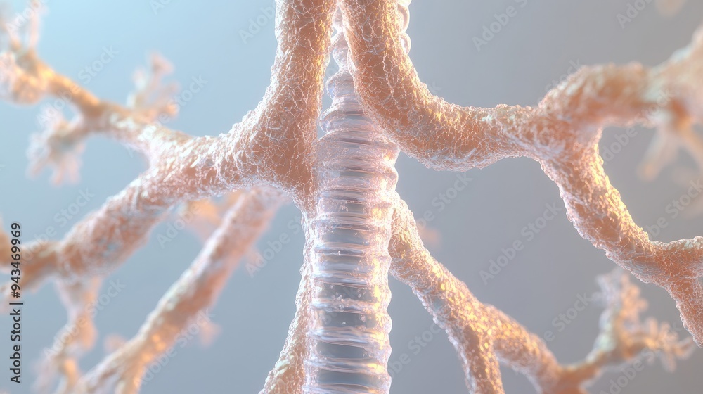 Detailed 3D illustration of the human trachea and bronchi, Human Body ...