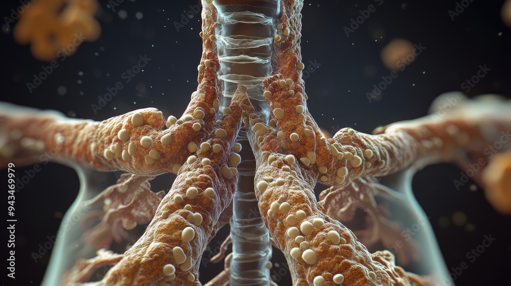Detailed 3D illustration of the human trachea and bronchi, Human Body ...