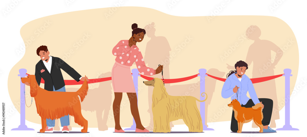 Characters Presenting Their Dogs At A Professional Dog Show Event ...