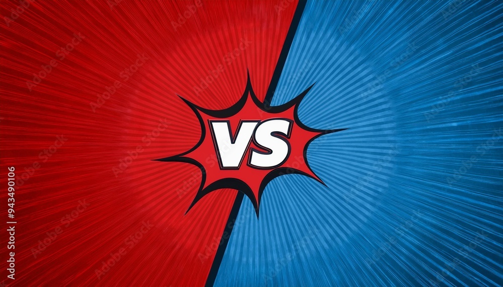 red side versus blue side intro background animation with vintage comic ...