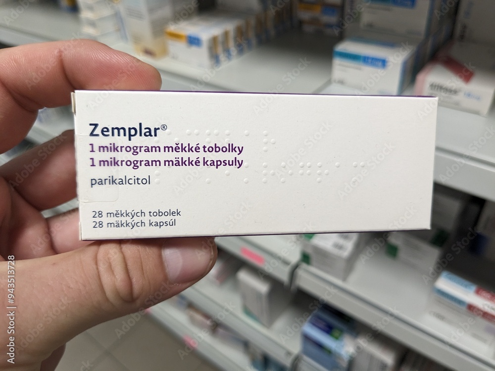 Prague, Czech Republic - August 28 2024: ZEMPLAR box with PARICALCITOL ...