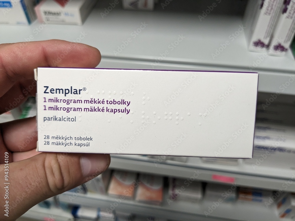 Prague, Czech Republic - August 28 2024: ZEMPLAR box with PARICALCITOL ...