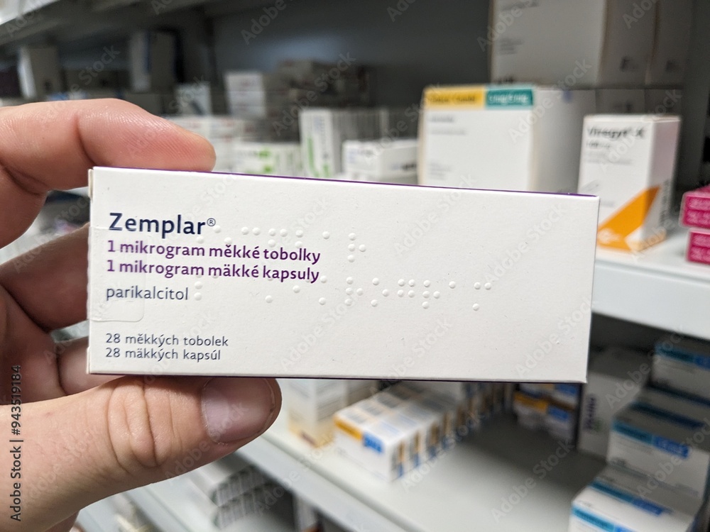 Prague, Czech Republic - August 28 2024: ZEMPLAR box with PARICALCITOL ...