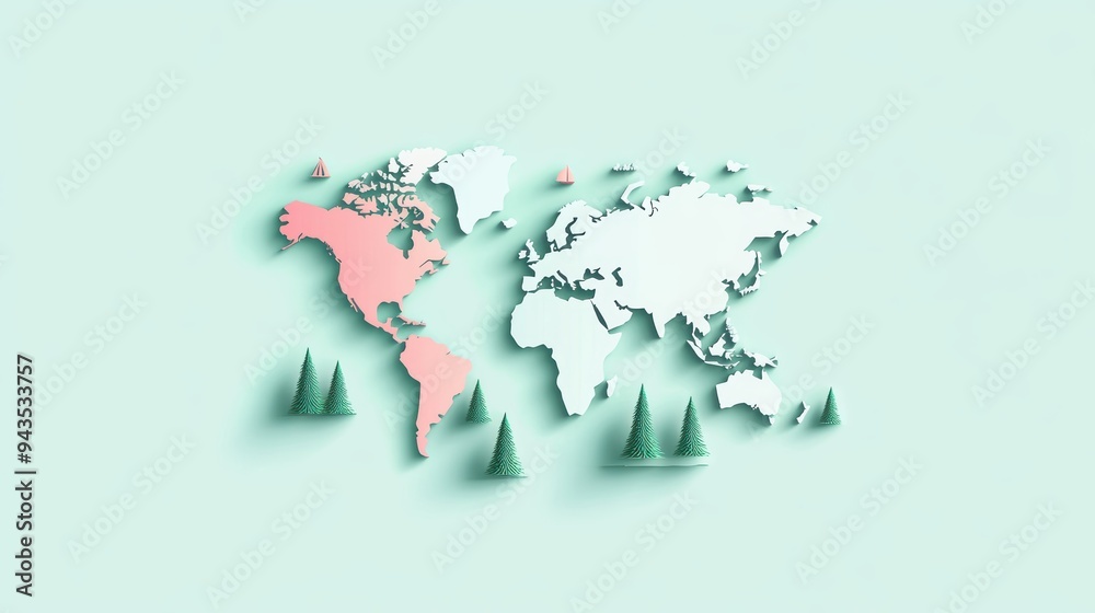 Simple World Map, A clean and minimalist flat vector illustration of ...
