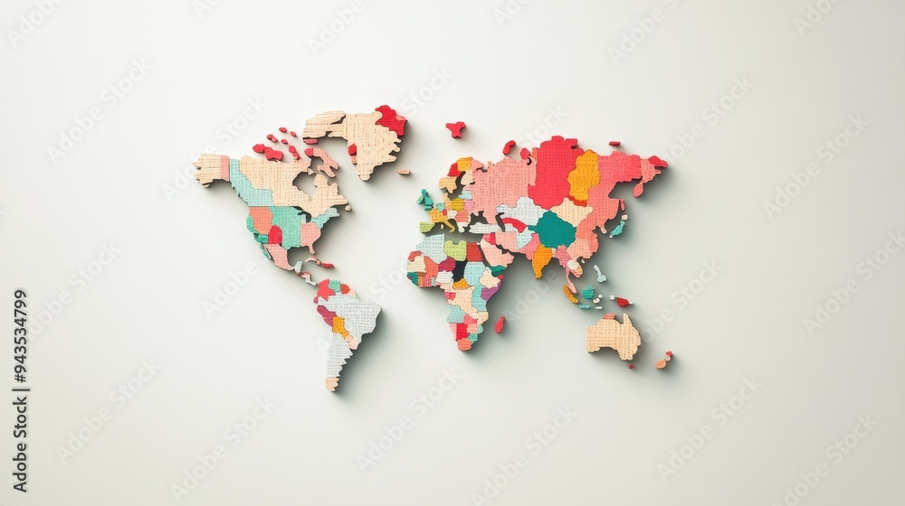 Political Map with Color Coded Regions, A political world map with ...