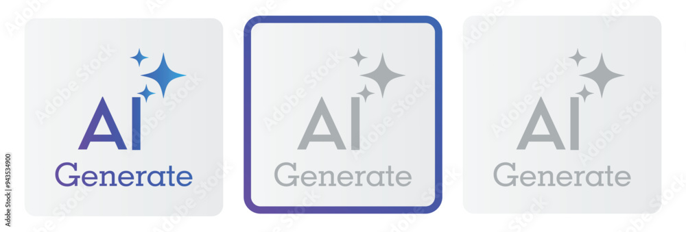 Generate AI button for UI UX design. Artificial intelligence and ...