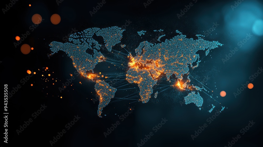 Network Map of International Flight Routes, A network map showcasing ...