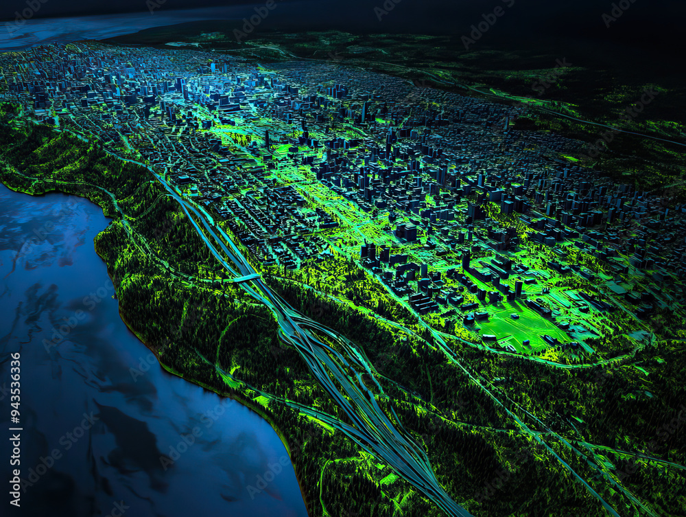 Technical aerial visual, 3D LiDAR GIS aerial map satellite scan model ... Technical aerial visual, 3D LiDAR GIS aerial map satellite scan model ...