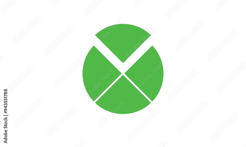 Four parts of circle. Pie chart with four same size sectors. Vector ...