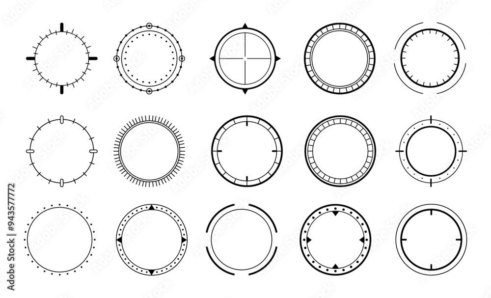 Round decorative border from compass. Vector navigation and direction ...