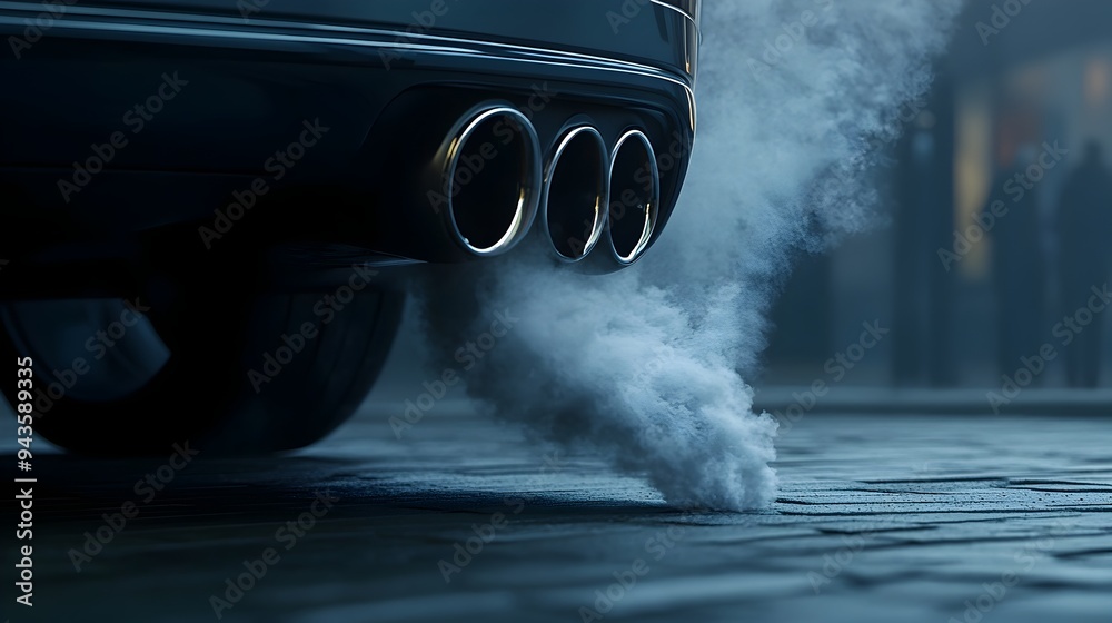 Car Exhaust Pipe Releasing Fumes Highlighting Transportation s ...