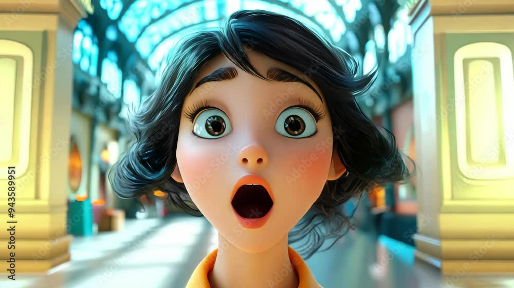 Surprised animated character shows lifelike facial expression in ...