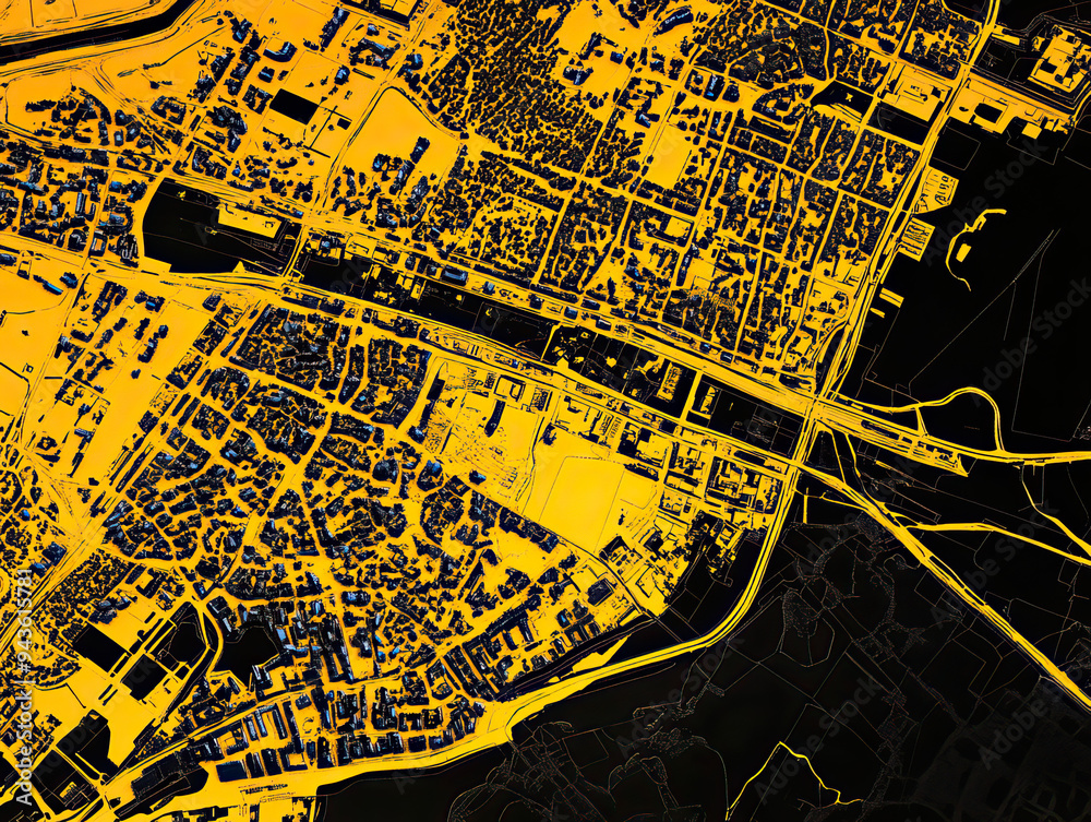 Technical aerial visual, 3D LiDAR GIS aerial map satellite scan model ...