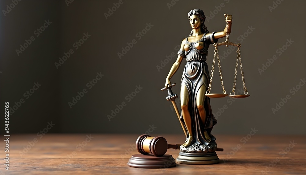 Legal and law concept. Statue of Lady Justice with scales of justice ...