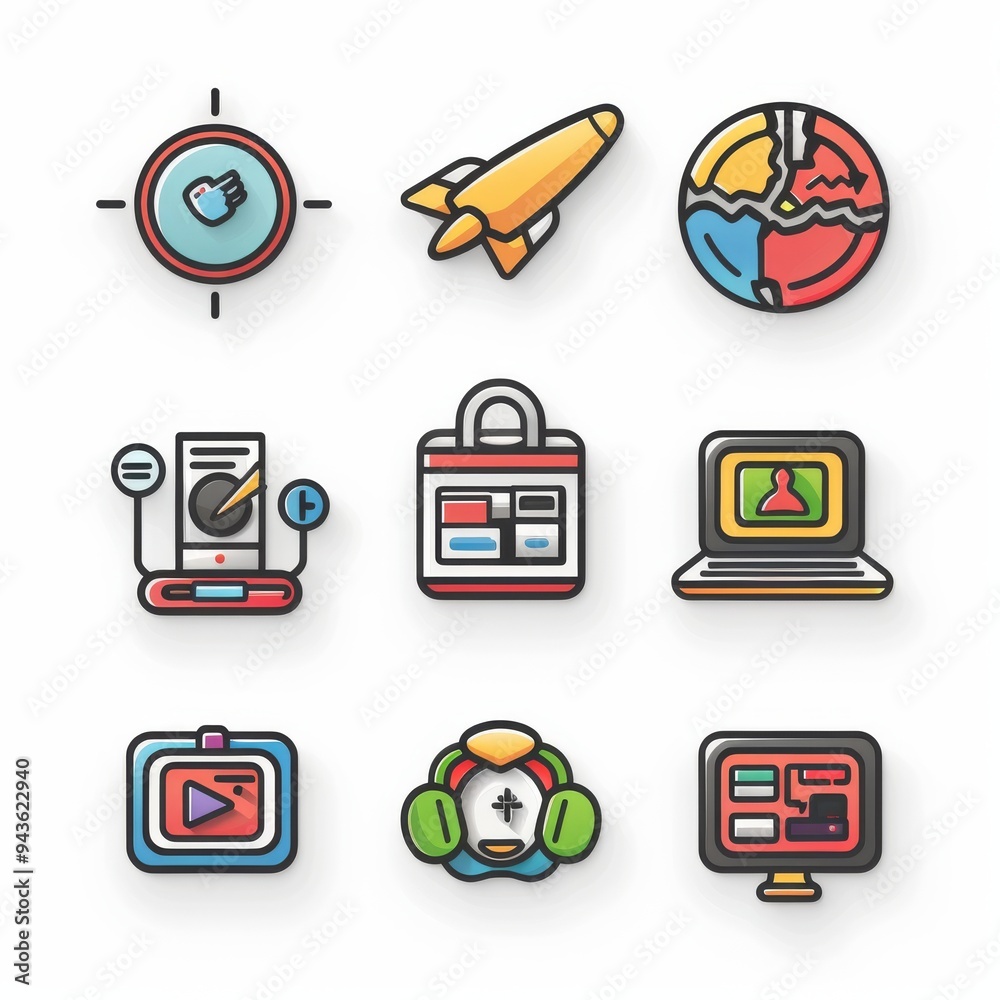 "Explore a diverse collection of web icons, featuring symbols and ...