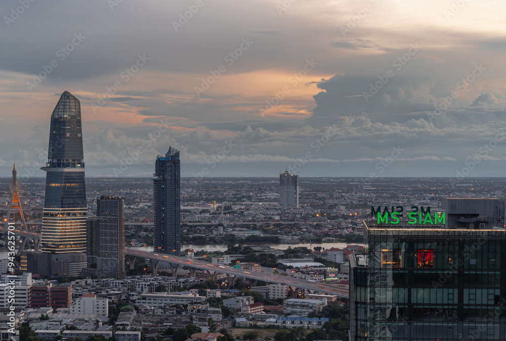 Bkk, Thai - Aug 22, 2024 - City view with KingBridge tower alongside ...