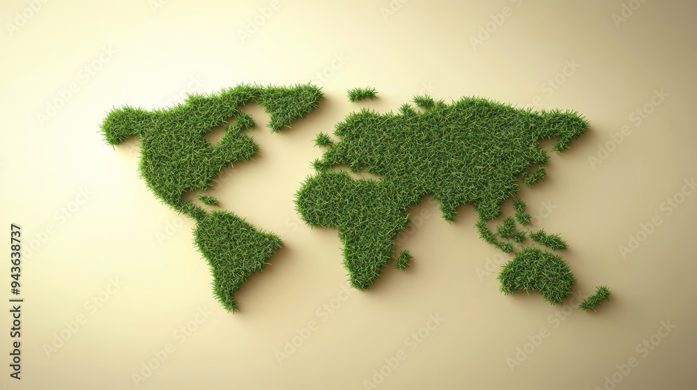 This world map is completely covered in green trees and features earth ...