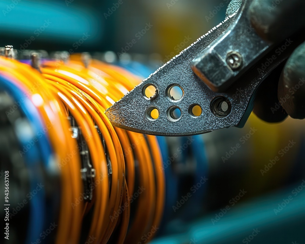 Wire cutter snipping through electrical wires, with a focus on ...