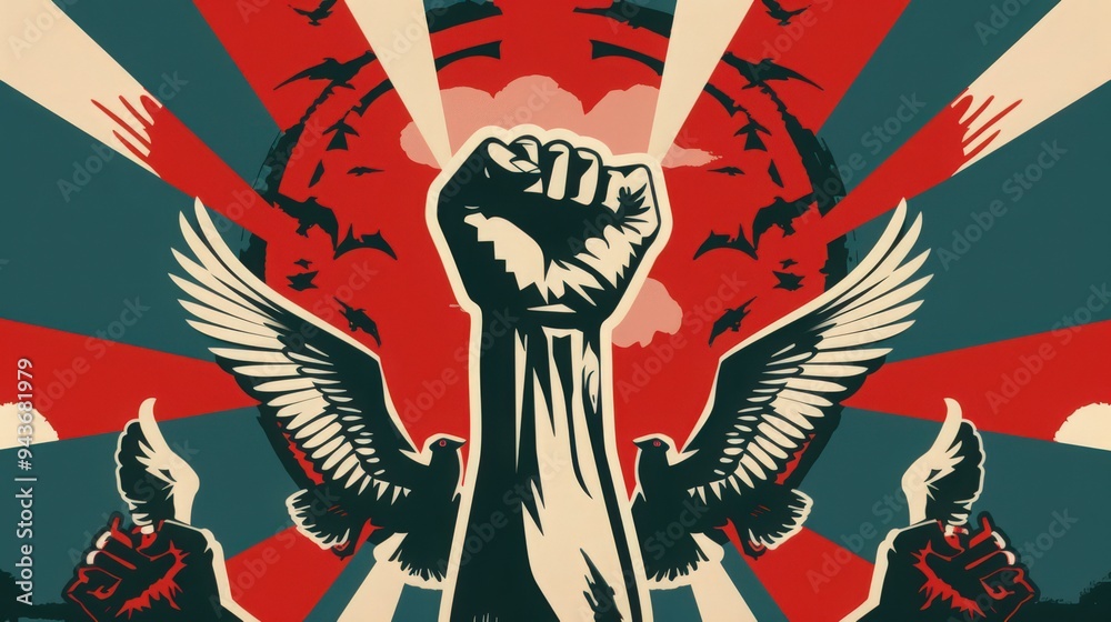 Show a stylized version of a political campaign poster featuring ...