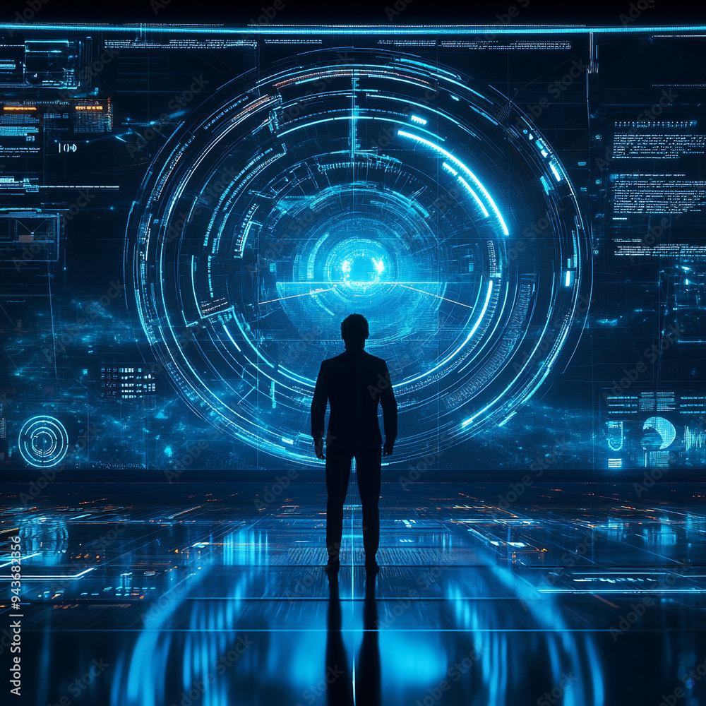 futuristic human standing infront of a computer diagnosing an Incident ...