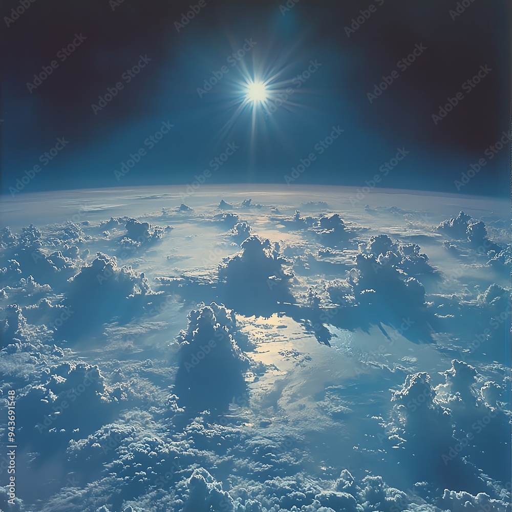 Nimbus clouds spreading across the troposphere as seen from a high ...