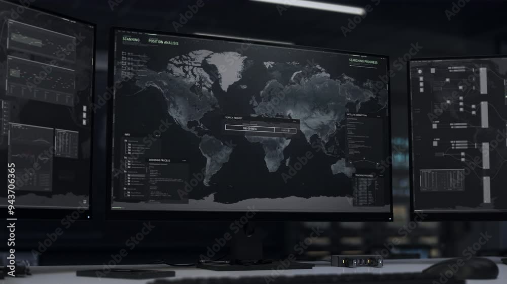 Inspecting the elements on the global map. Modern military software ...