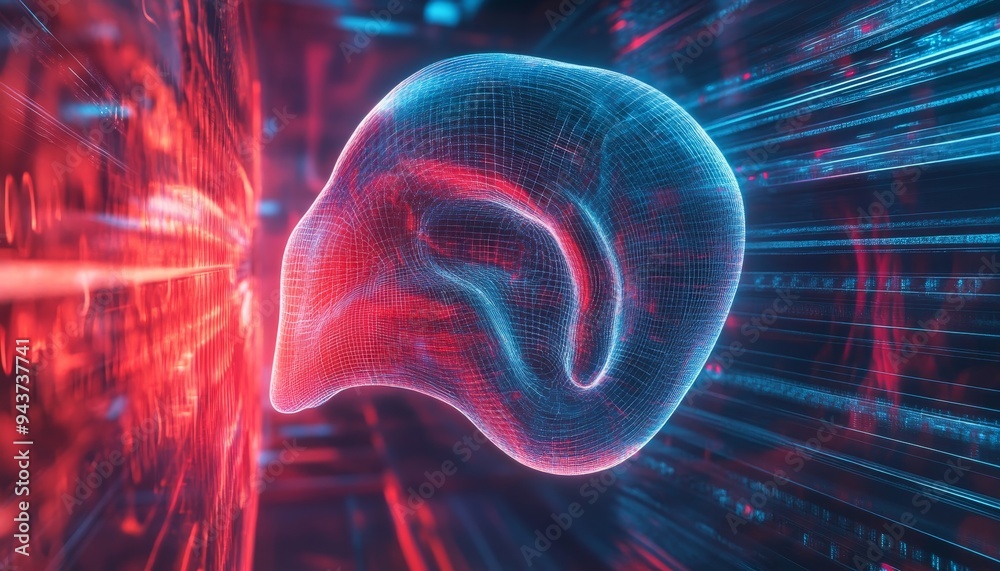 3d visualization of human ear anatomy with sound wave analysis in a ...