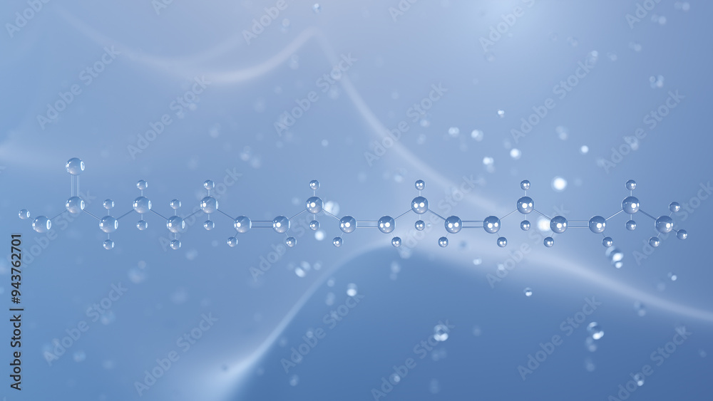 stearidonic acid molecular structure, 3d model molecule, fatty acid ...