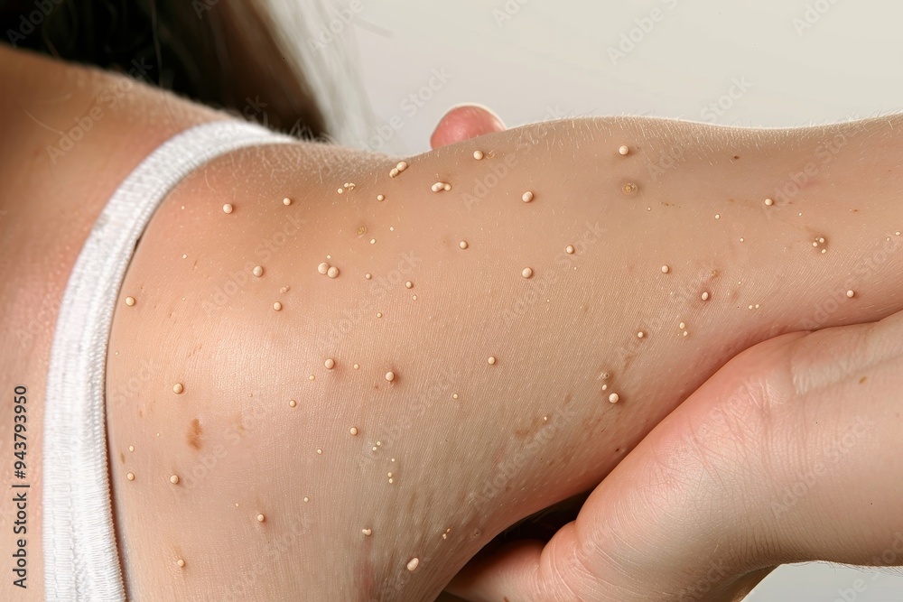 Close up of a human skin showing the characteristic rash caused by Mpox ...