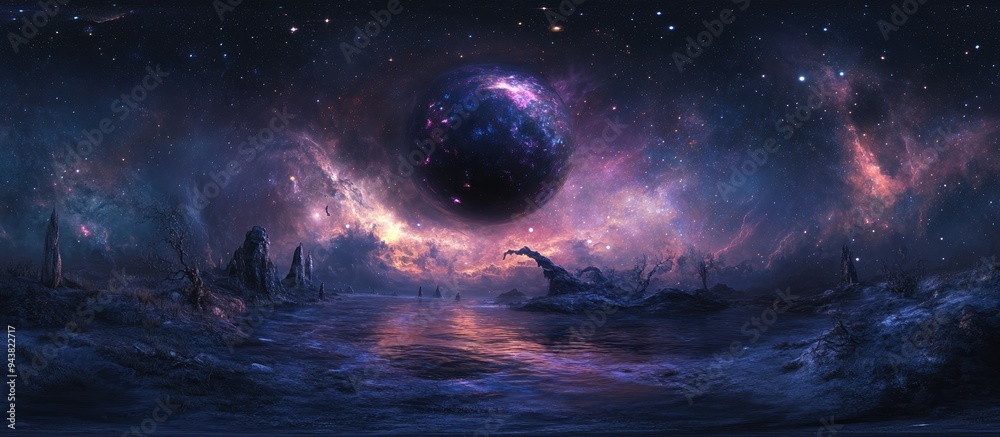 360 degree equirectangular projection space background featuring ...